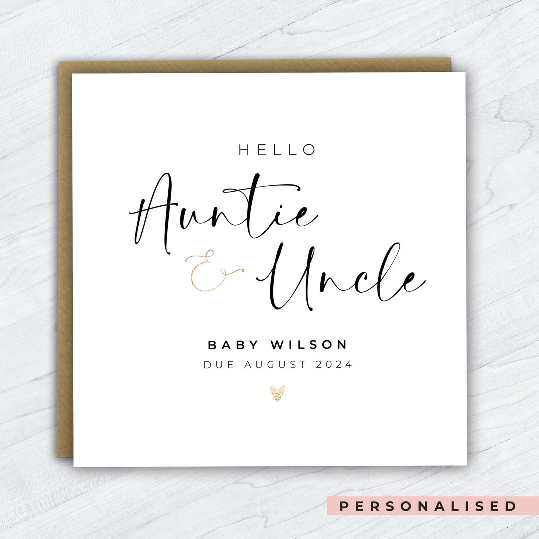 Hello Auntie and Uncle Pregnancy Reveal Card, Baby Reveal, Baby ...