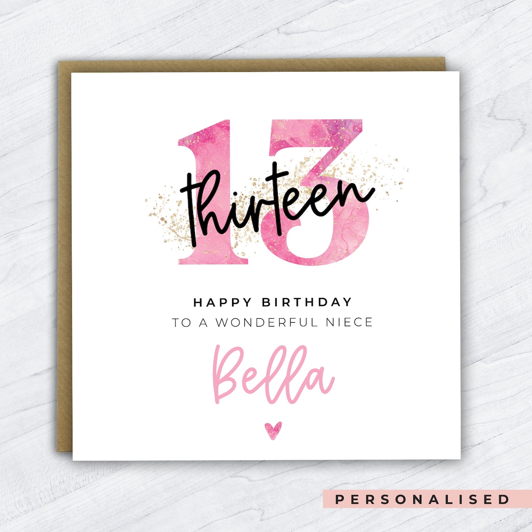 Personalised Girls 13th Birthday Card, 13th Birthday Card for Girls ...