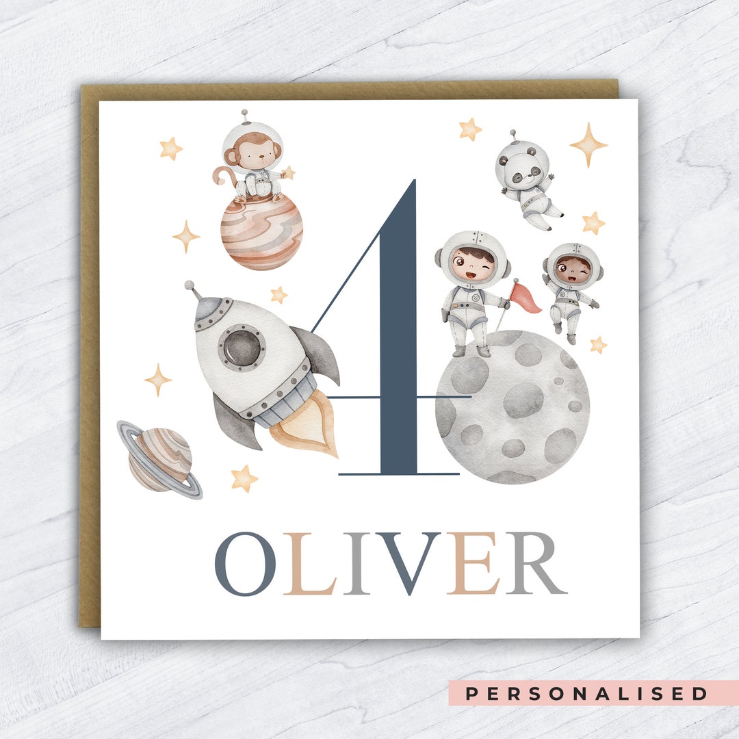 Personalised Space Birthday Card, Astronaut Birthday Card, Boys ...