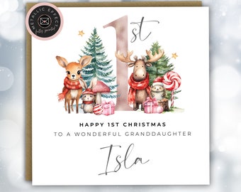 Personalised Baby's Very 1st Christmas Card Wreath - Etsy UK