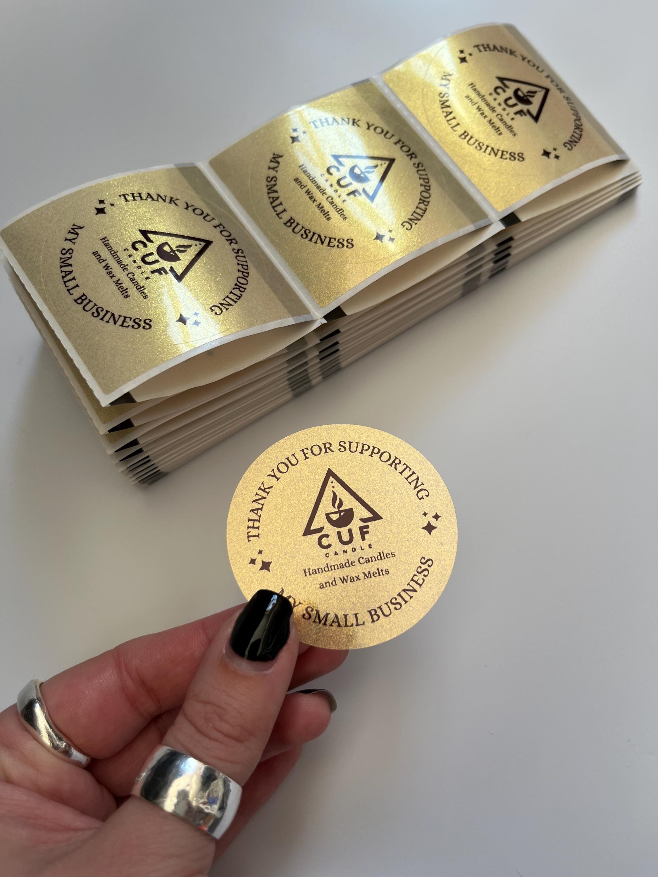 Clear Gold Glitter Business Logo Stickers | Circle | Custom ...