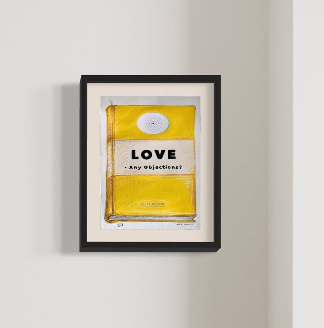 LOVE - ANY OBJECTIONS? [yellow Avenir] Size 40 X 30 Cm - Etsy