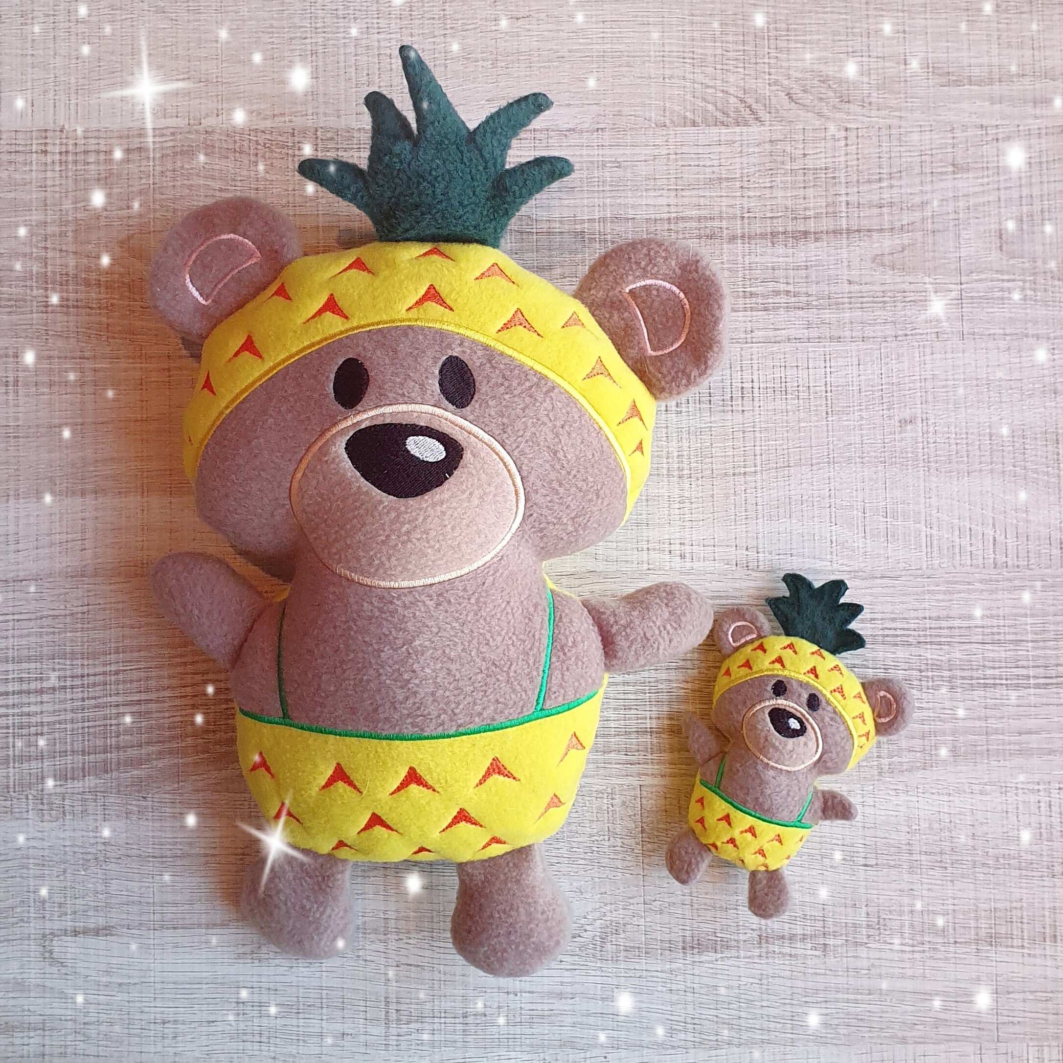Pineapple Teddy Bear Stuffie ITH Embroidery Machine Pattern - Etsy UK