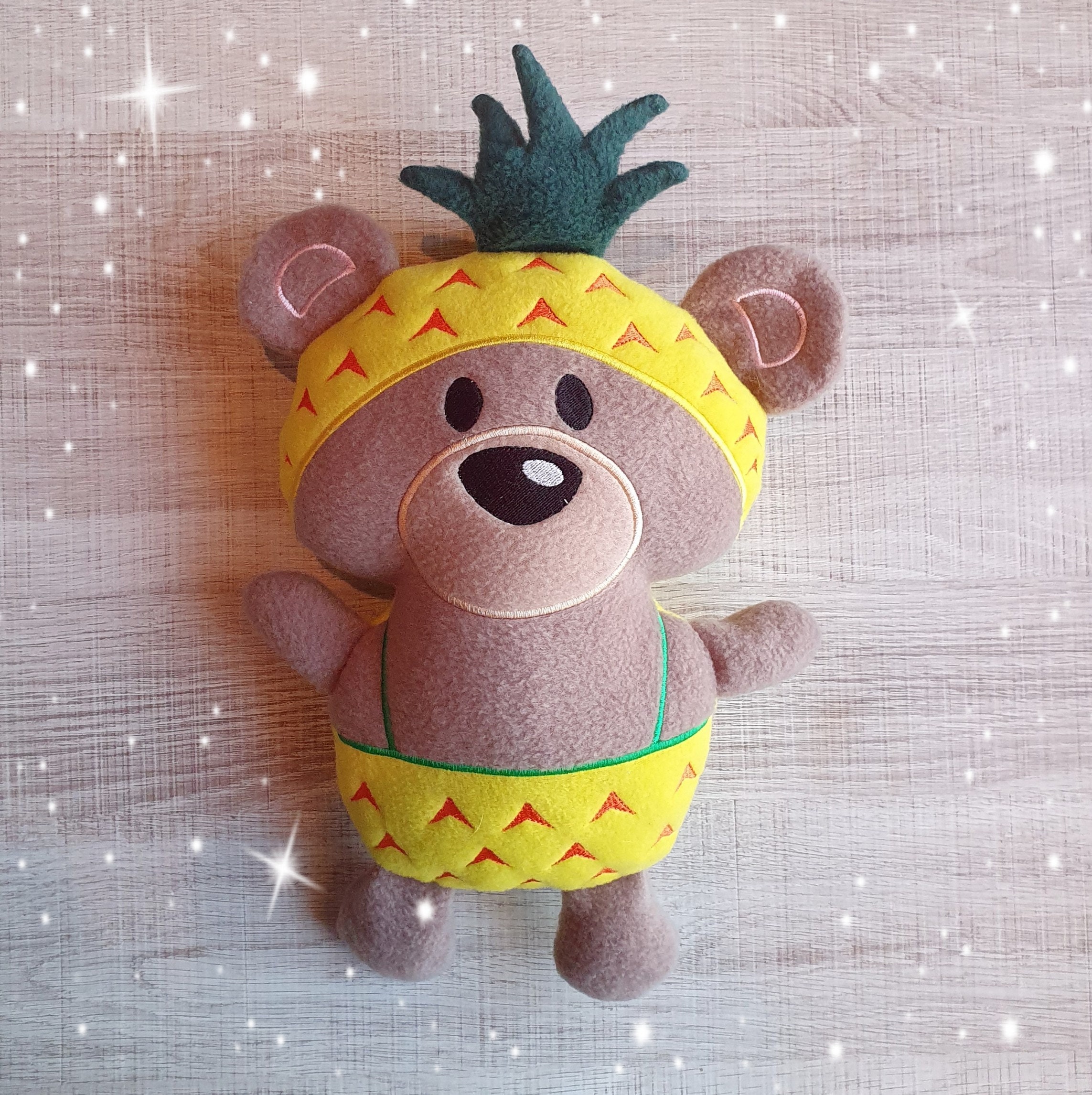 Pineapple Teddy Bear Stuffie ITH Embroidery Machine Pattern - Etsy UK
