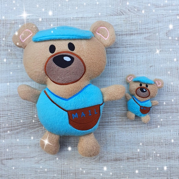 Mailman Postman Courier Teddy Bear Stuffie ITH Embroidery | Etsy