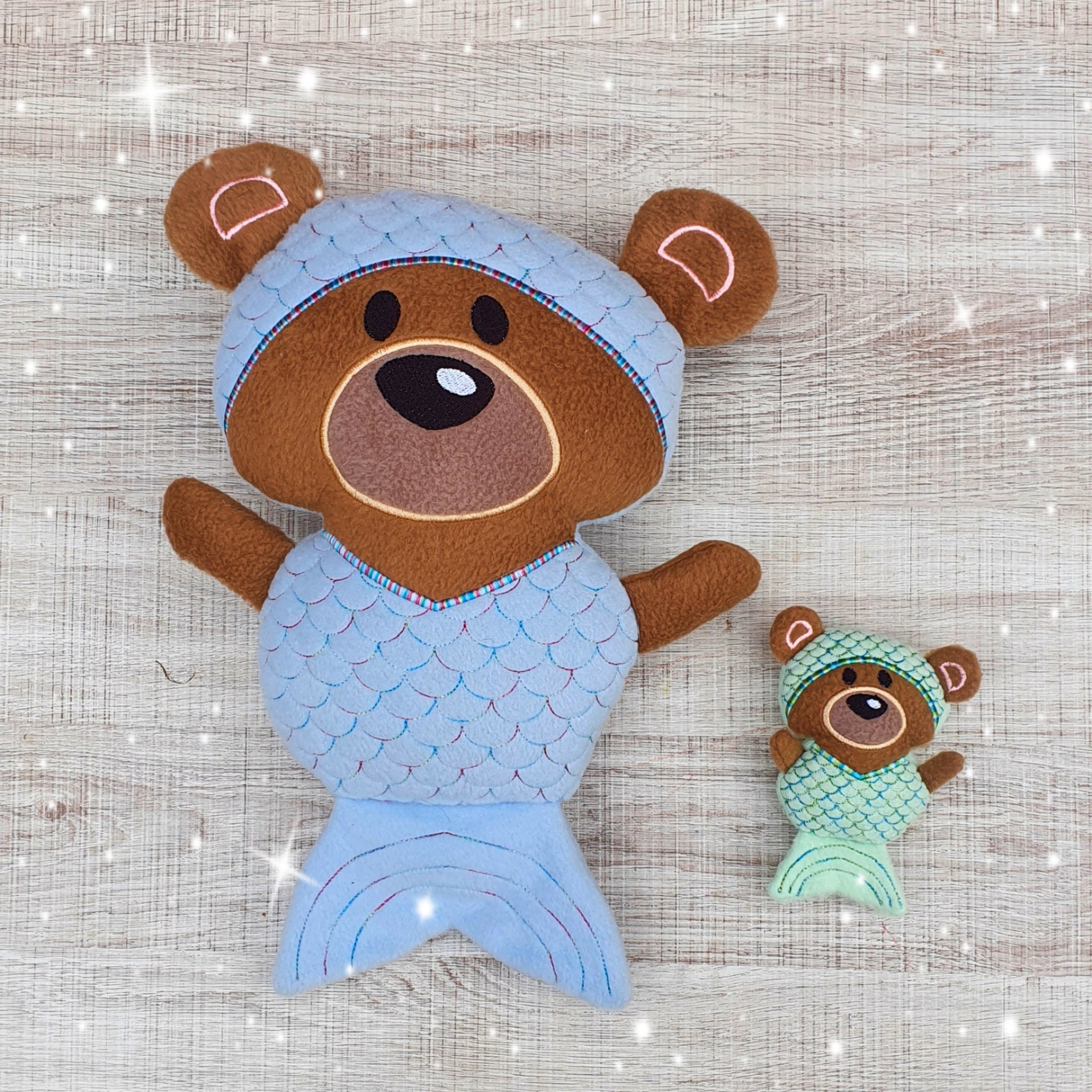 Merbear Teddy Bear Mermaid Stuffie ITH Embroidery Machine | Etsy