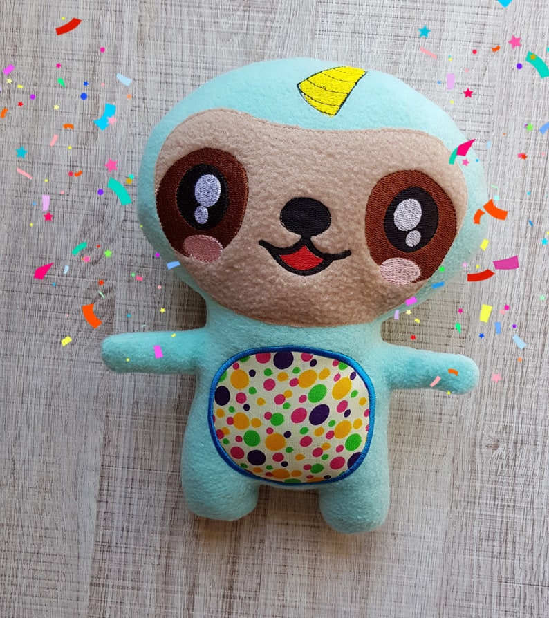 Unicorn Sloth Stuffie ITH Embroidery Machine Pattern - Etsy