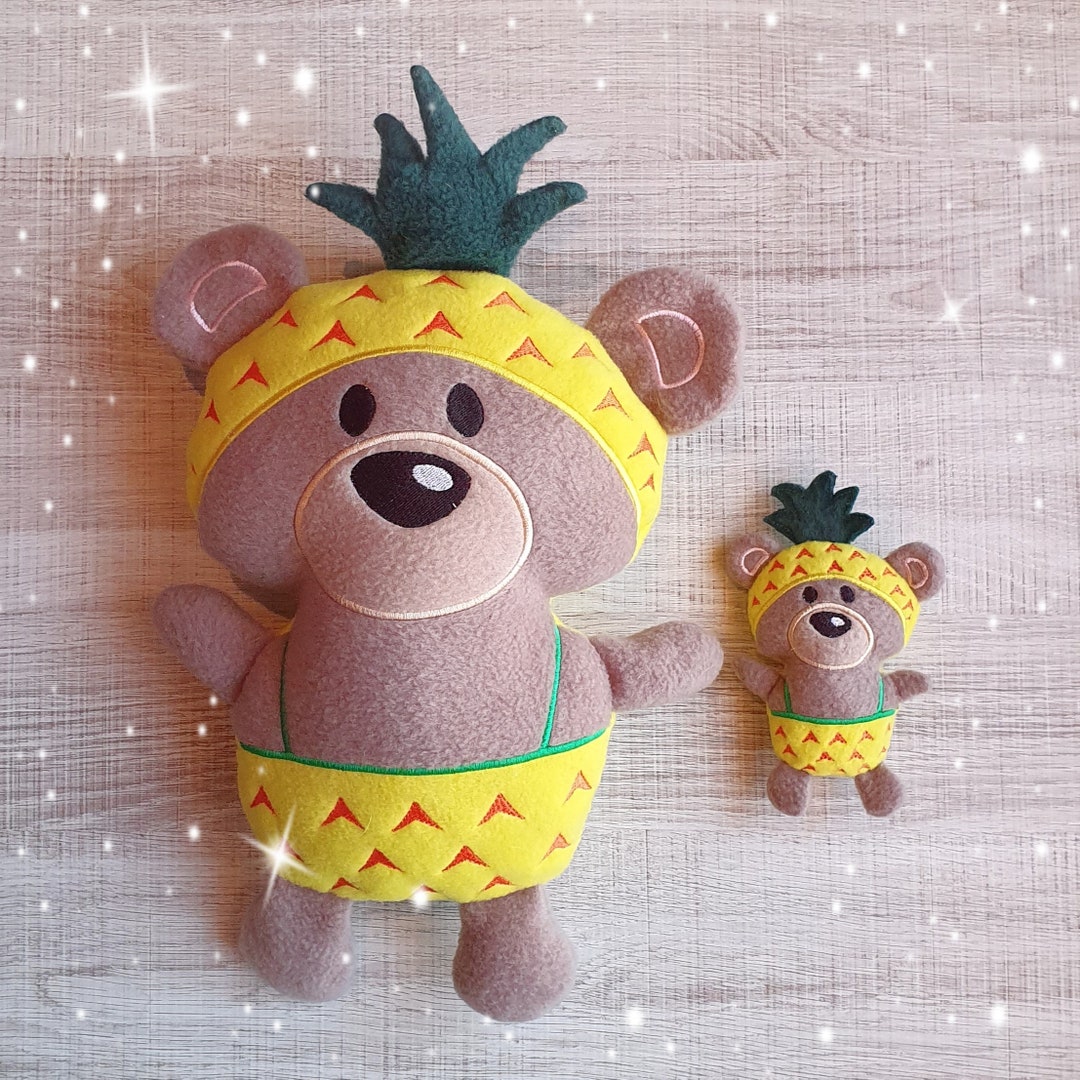 Pineapple Teddy Bear Stuffie ITH Embroidery Machine Pattern - Etsy