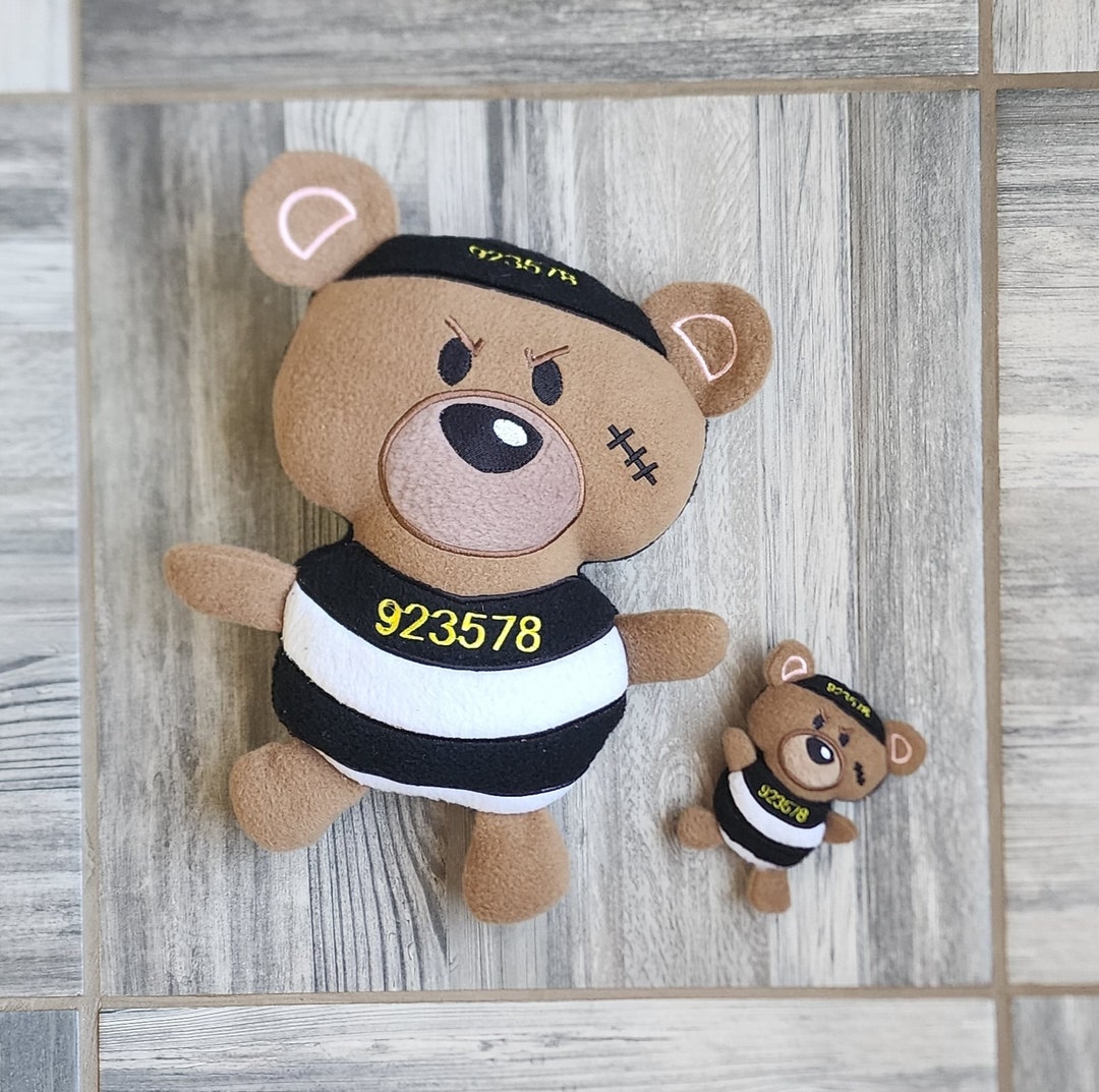 Convict Prisoner Teddy Bear Stuffie ITH Embroidery Machine Pattern - Etsy