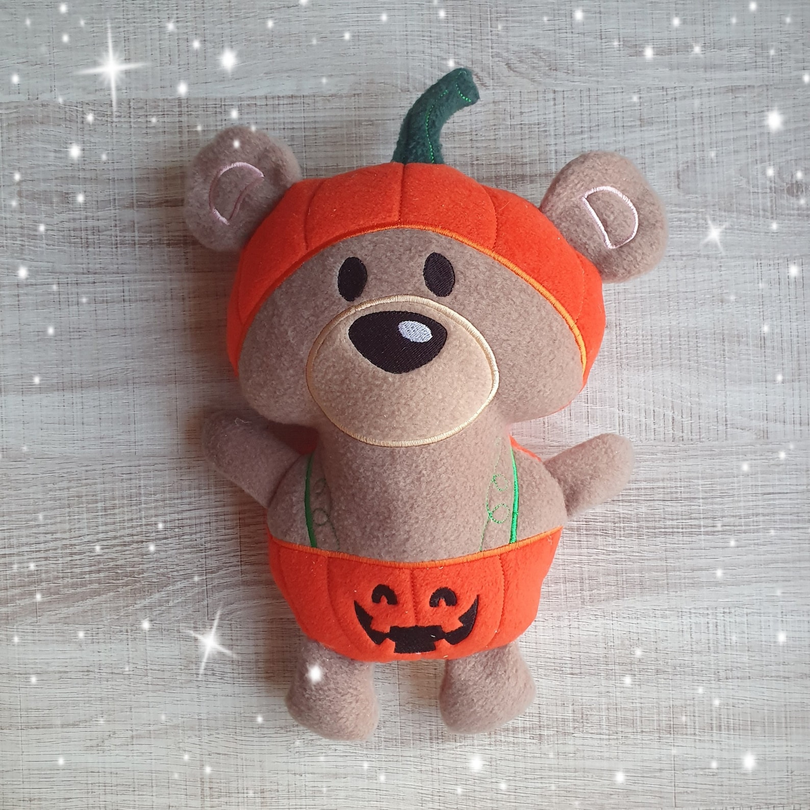 Halloween Pumpkin Teddy Bear Stuffie ITH Embroidery Machine | Etsy