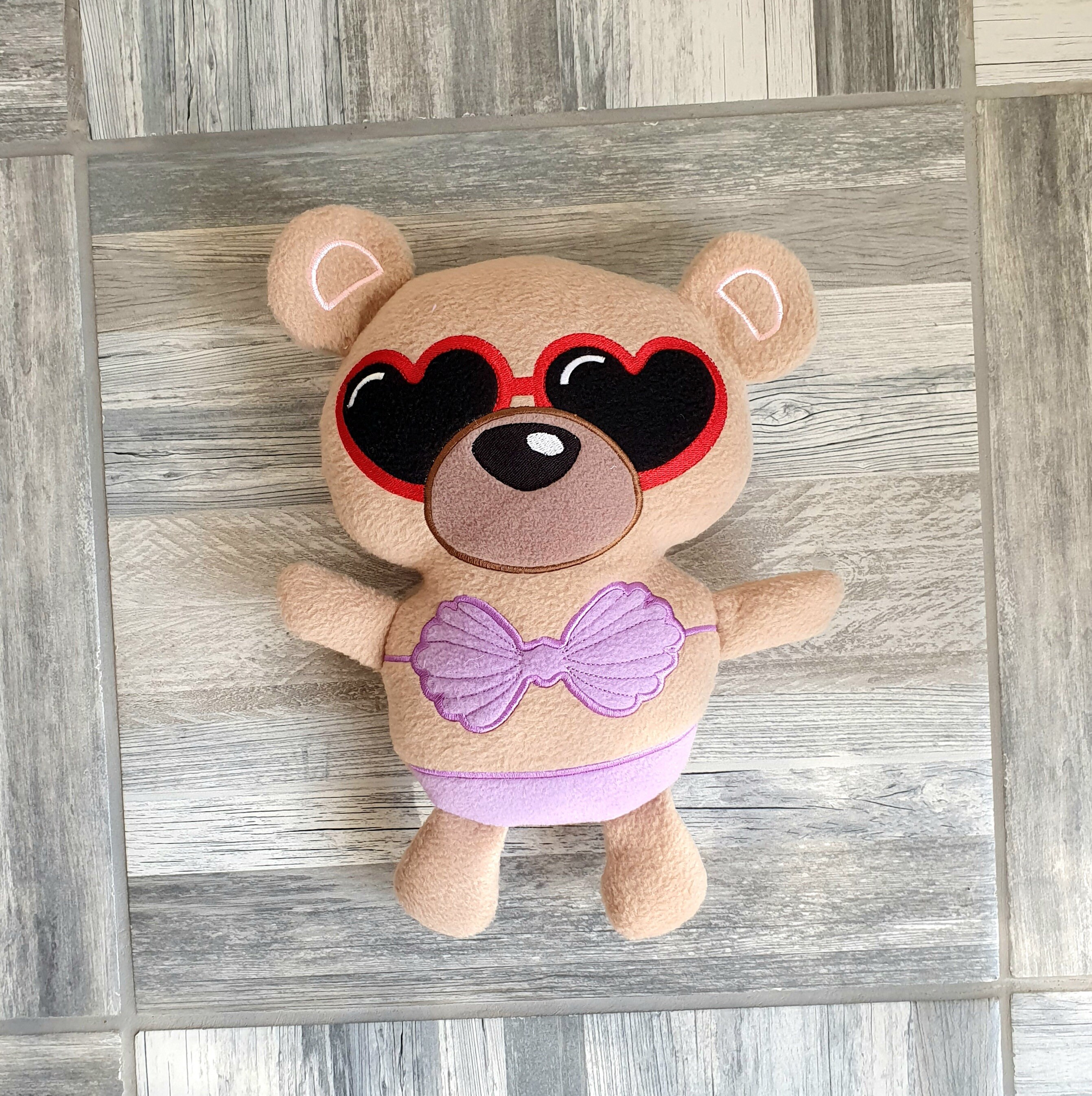 Bikini Beach Sunbathing Teddy Bear Stuffie ITH Embroidery - Etsy