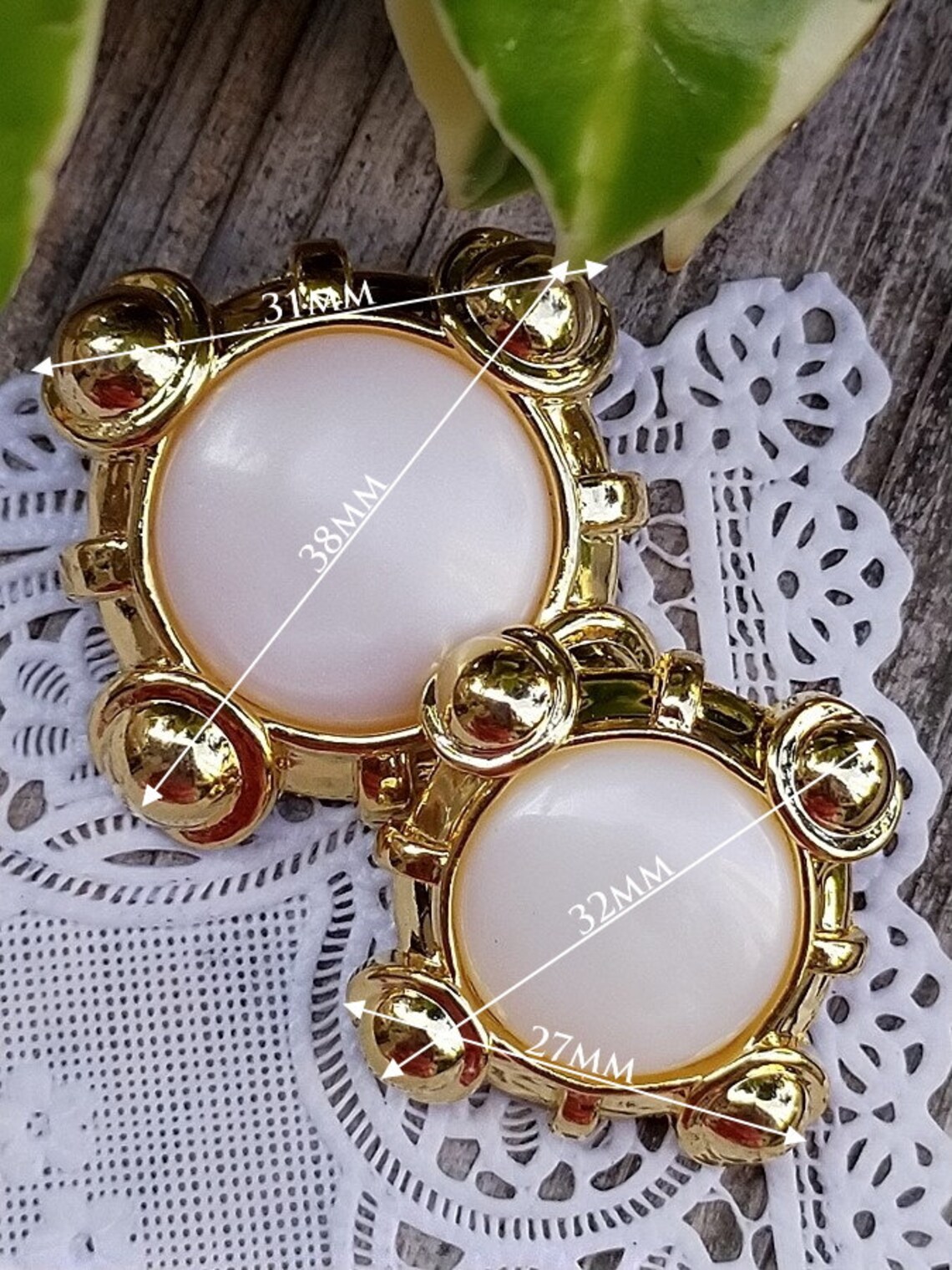 Vintage Buttonsclassical Square Pearl Gold - Etsy