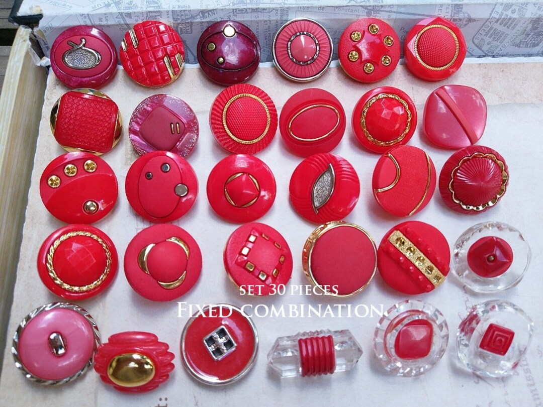RED Mixed Button Sizes,random Combination Mixed 20 Pieces,craft/sewing ...