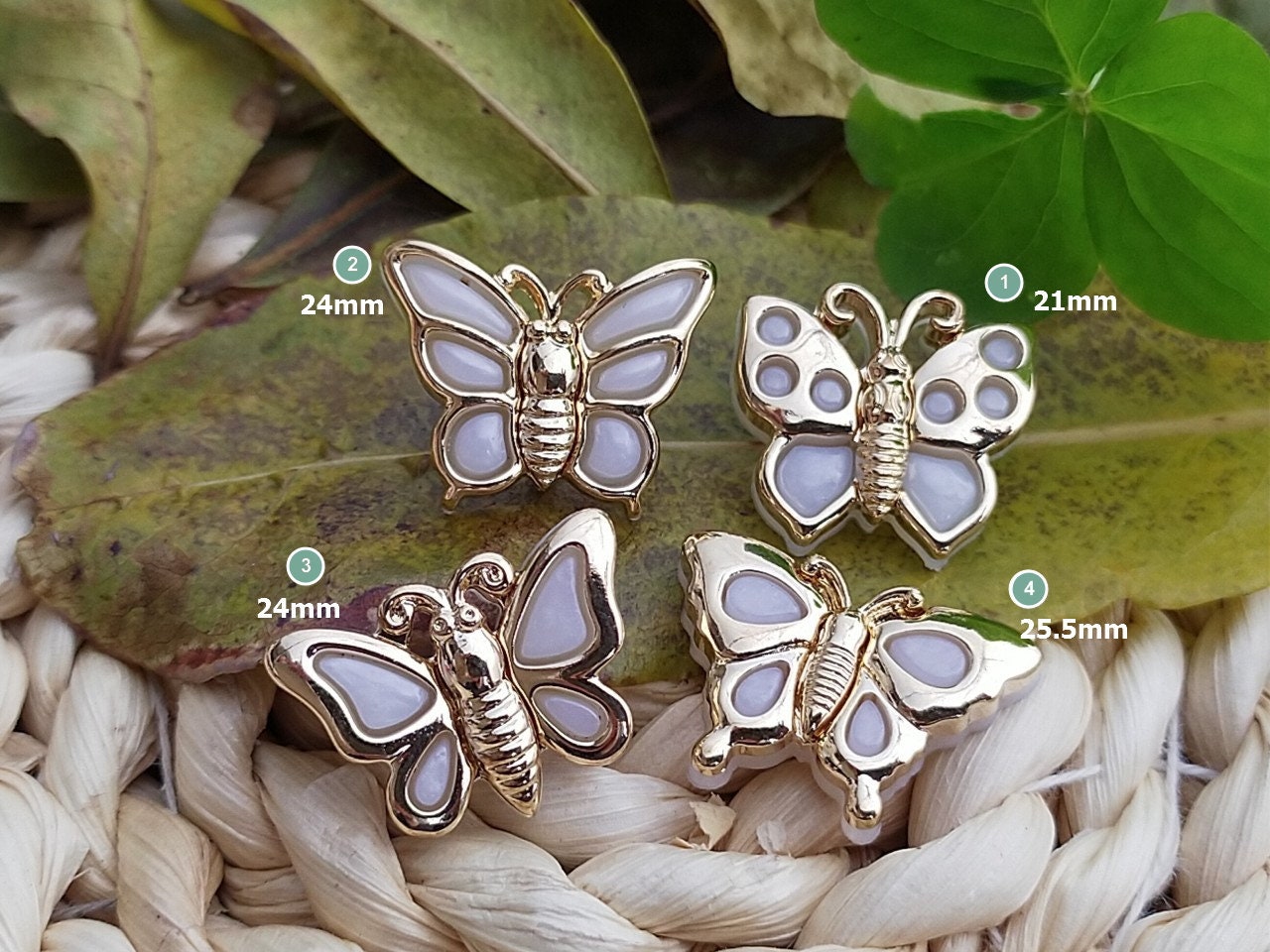 3 in 1 Beautiful Golden Butterfly Buttons (suitable for DIY Dyeing ...