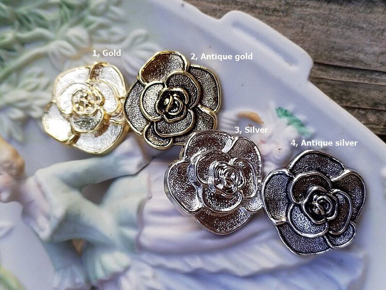 Rose Design Gold/silver Buttons20mm / 25mm decorate Your Own - Etsy