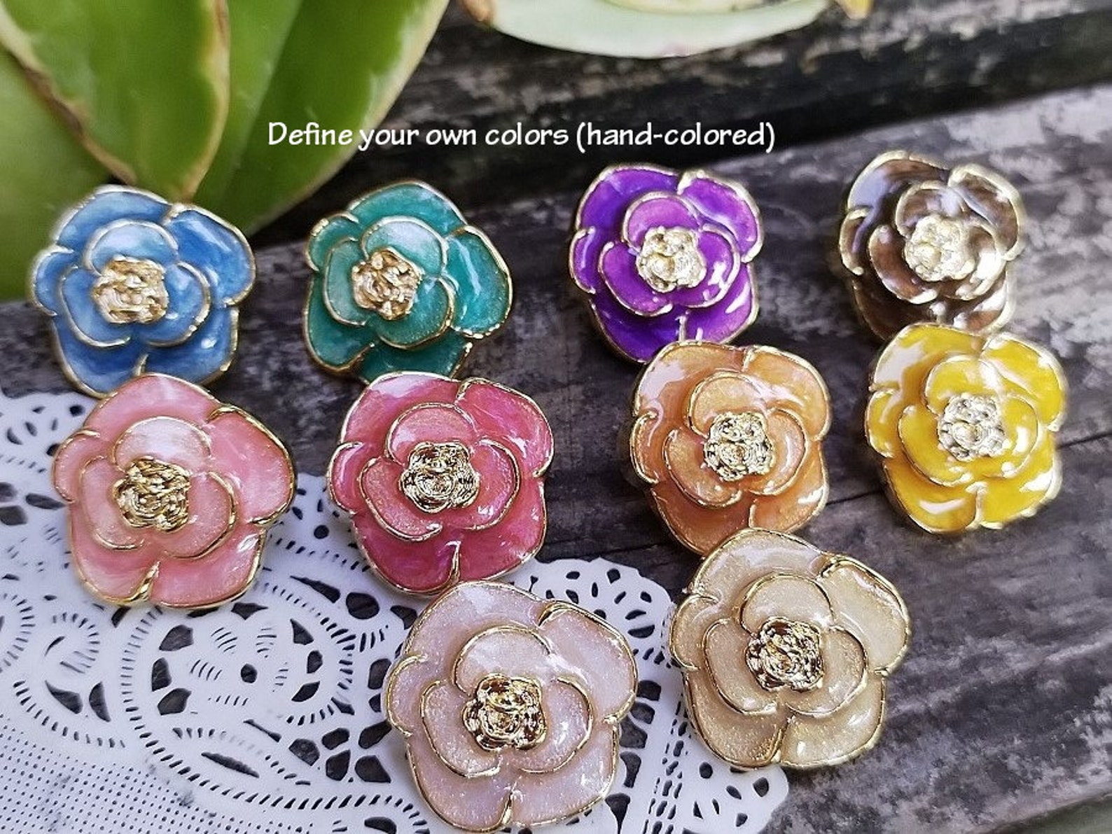 Rose Design Gold/silver Buttons20mm / 25mm decorate Your Own - Etsy