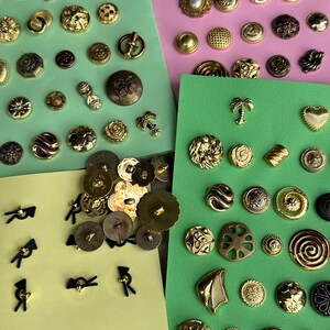 Mixed Gold Tone Vintage Buttons, 15~30mm Random Combination, Old ...
