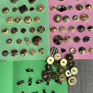 Mixed Gold Tone Vintage Buttons, 15~30mm Random Combination, Old ...