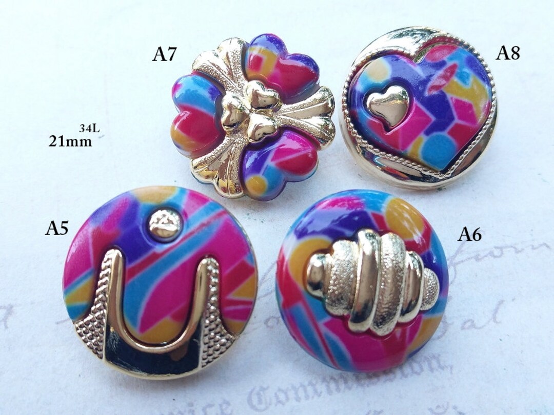 21mm(34l) 6 Pcs, Unique Transfer Printing Buttons. Handmade Button. - Etsy