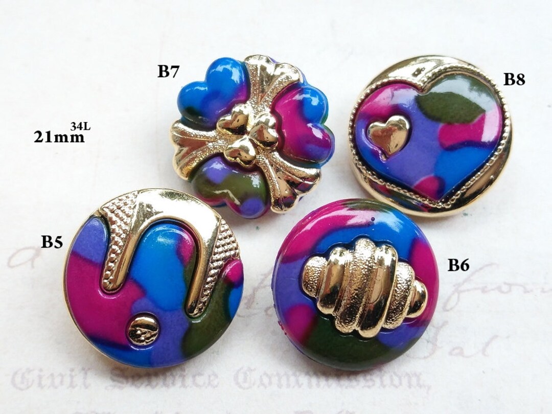 21mm(34l) 6pcs,unique Transfer Printing Buttons,handmade and ...