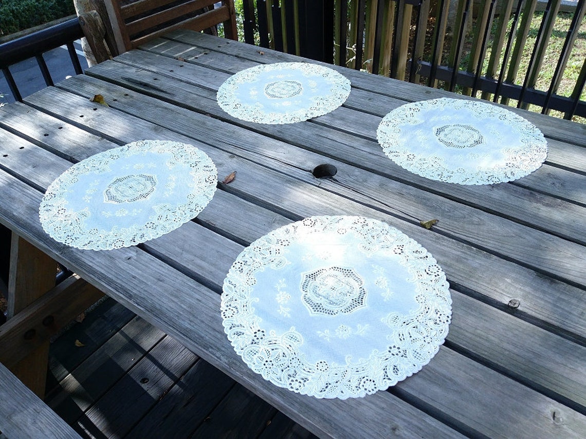 Elegant White Silver Faux Lace Table Matnapkinprinted in - Etsy