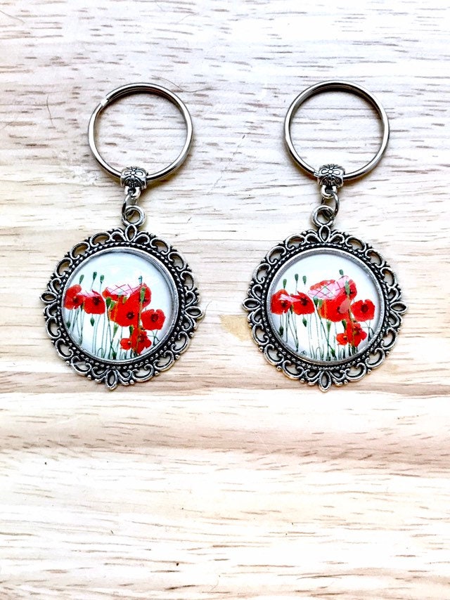 Poppies Keyring Poppies Gift Poppies Keychain | Etsy