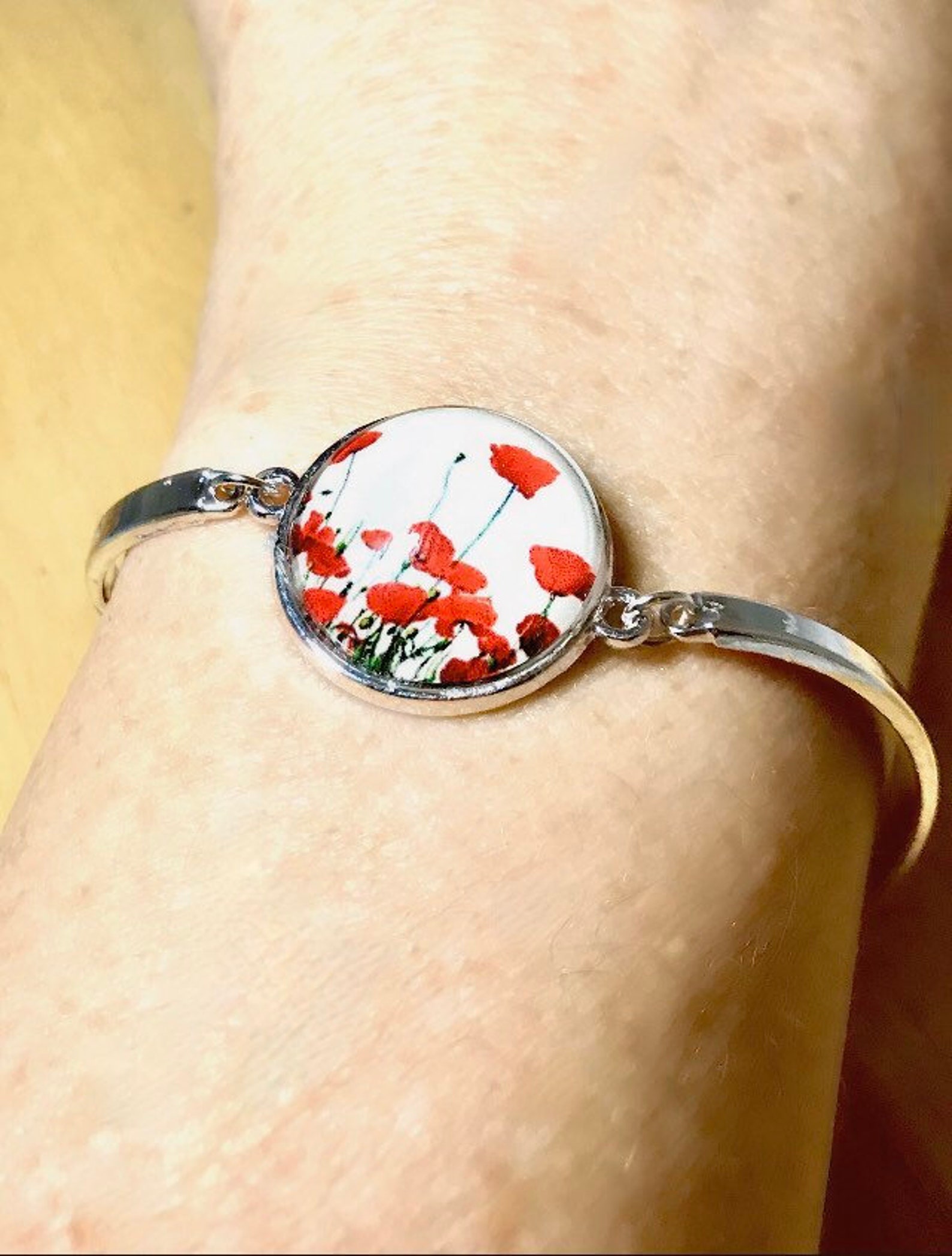 Poppy Bracelet Poppy Gift Poppy Jewellery Remembrance - Etsy