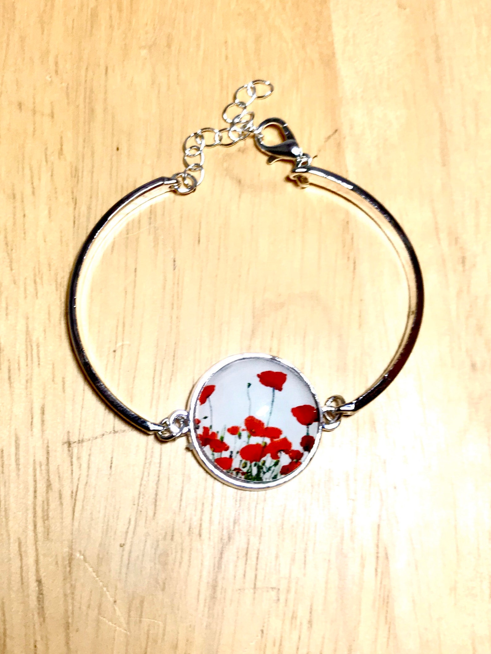 Poppy Bracelet Poppy Gift Poppy Jewellery Remembrance - Etsy