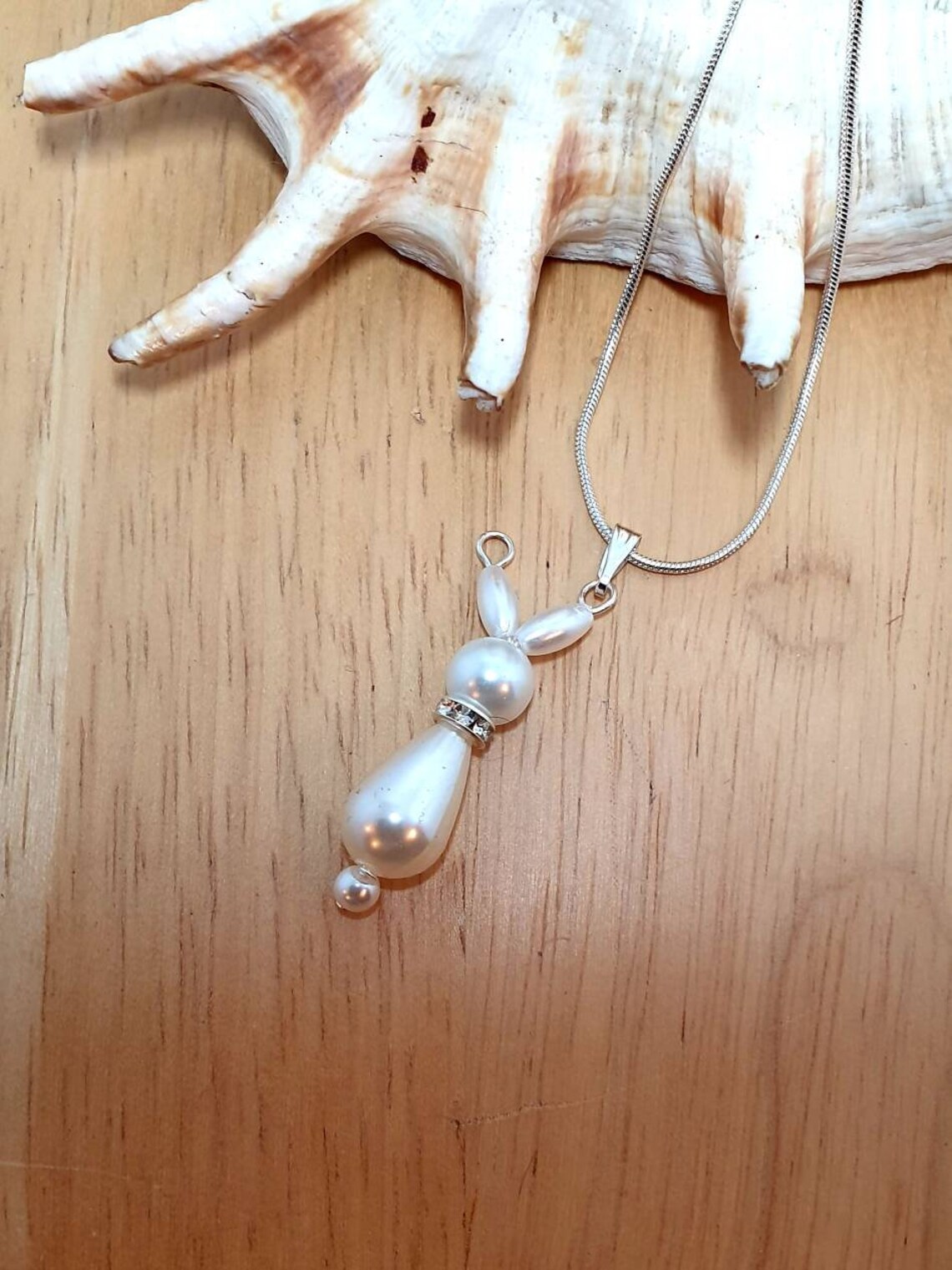 Easter Bunny Necklace Pearl Rabbit Necklace Bunny Gift - Etsy