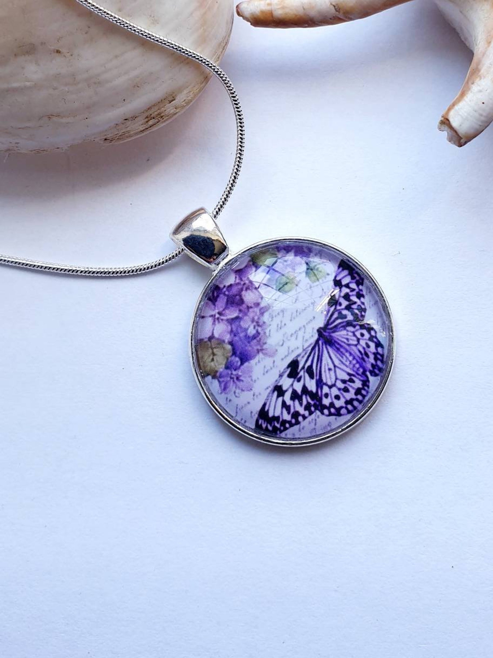 Collier papillon violet cadeau papillon fibromyalgie - Etsy France