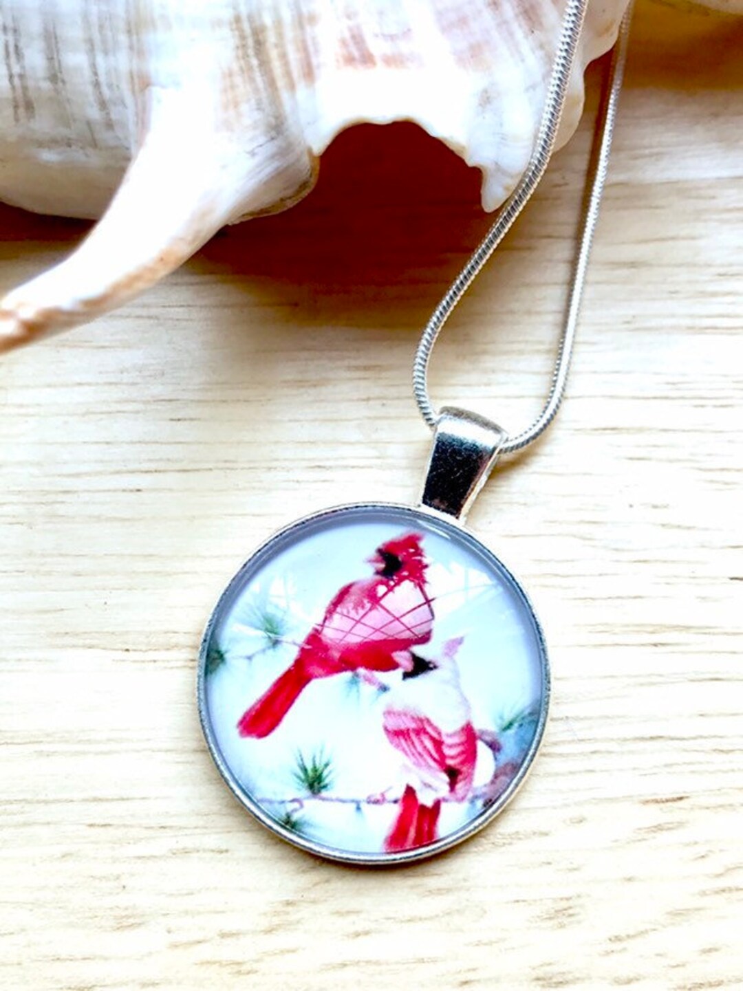 Red Cardinal Necklace Red Cardinal Gift Winter Necklace - Etsy