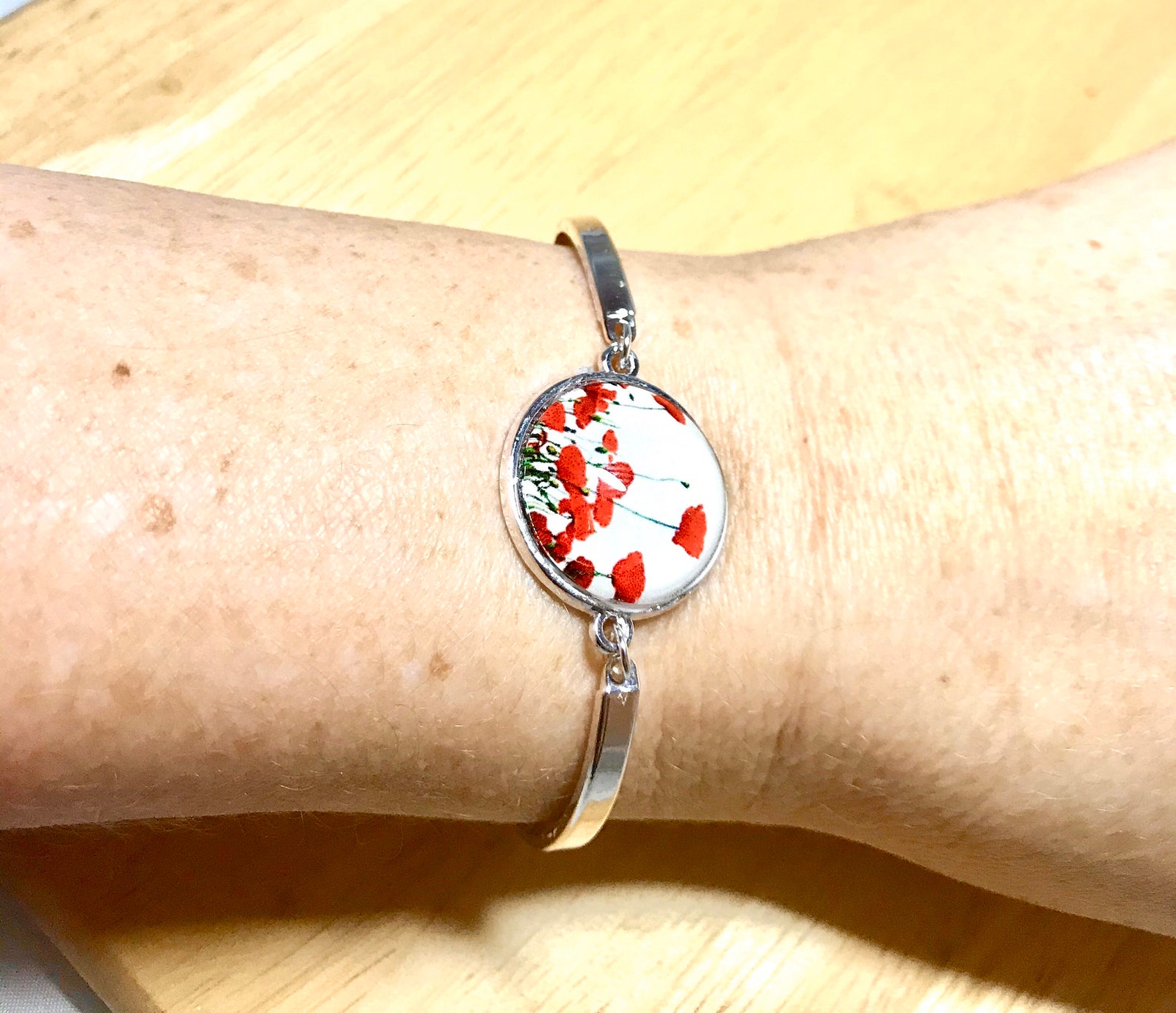 Poppy Bracelet Poppy Gift Poppy Jewellery Remembrance - Etsy