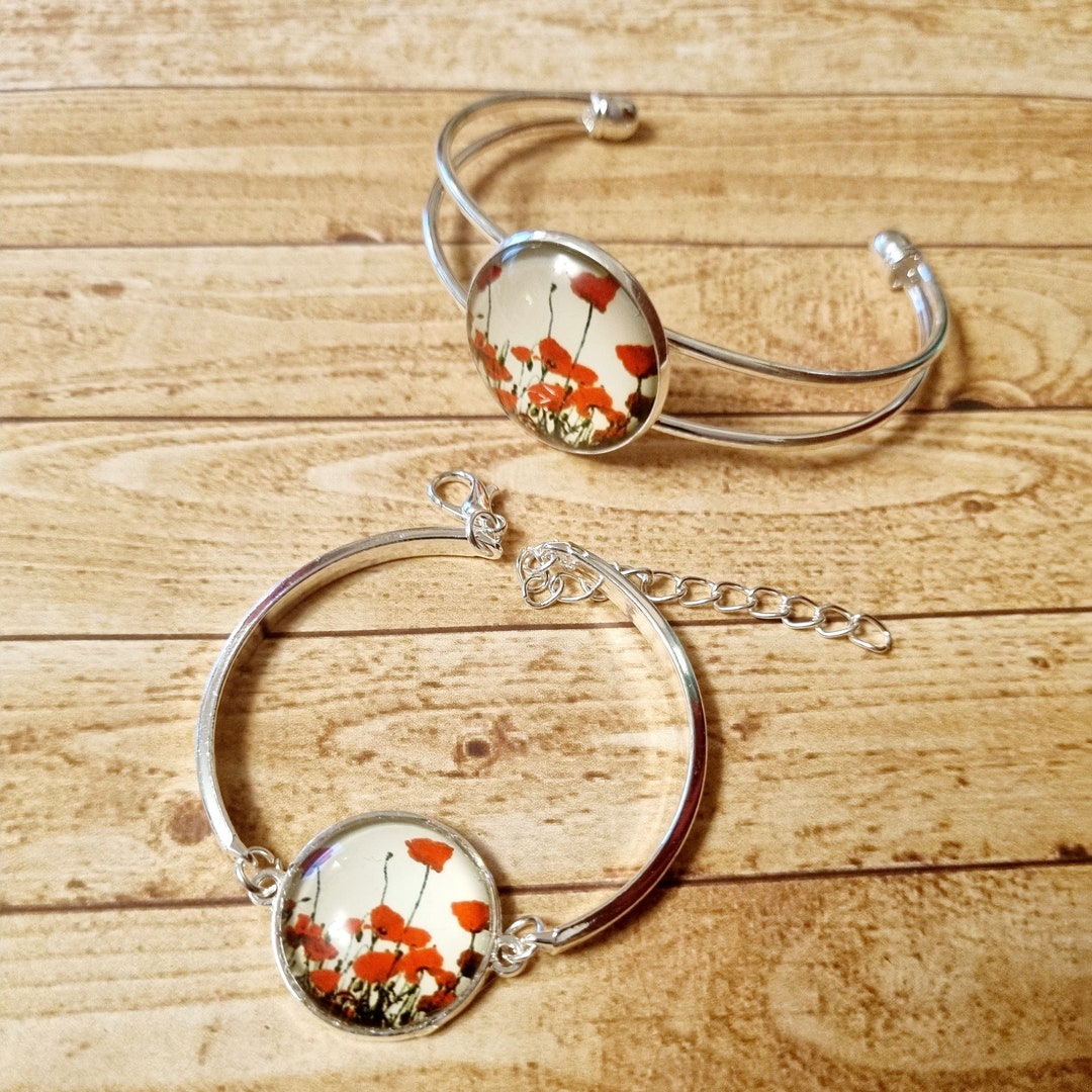 Poppy Bracelet, Poppy Gift, Poppy Jewellery, Remembrance Poppies ...