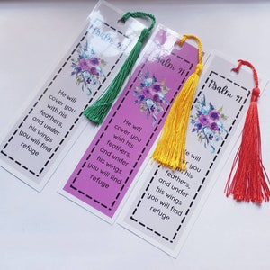 Scripture Psalm 91 Bookmark, Floral Bookmarks, Christian Gift, Floral ...