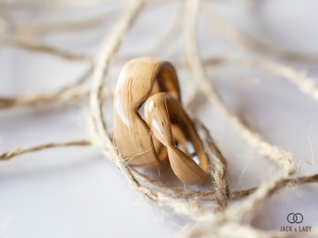 Matching Wooden Rings for Couples • Couples Wooden Ring • Handmade Oak ...
