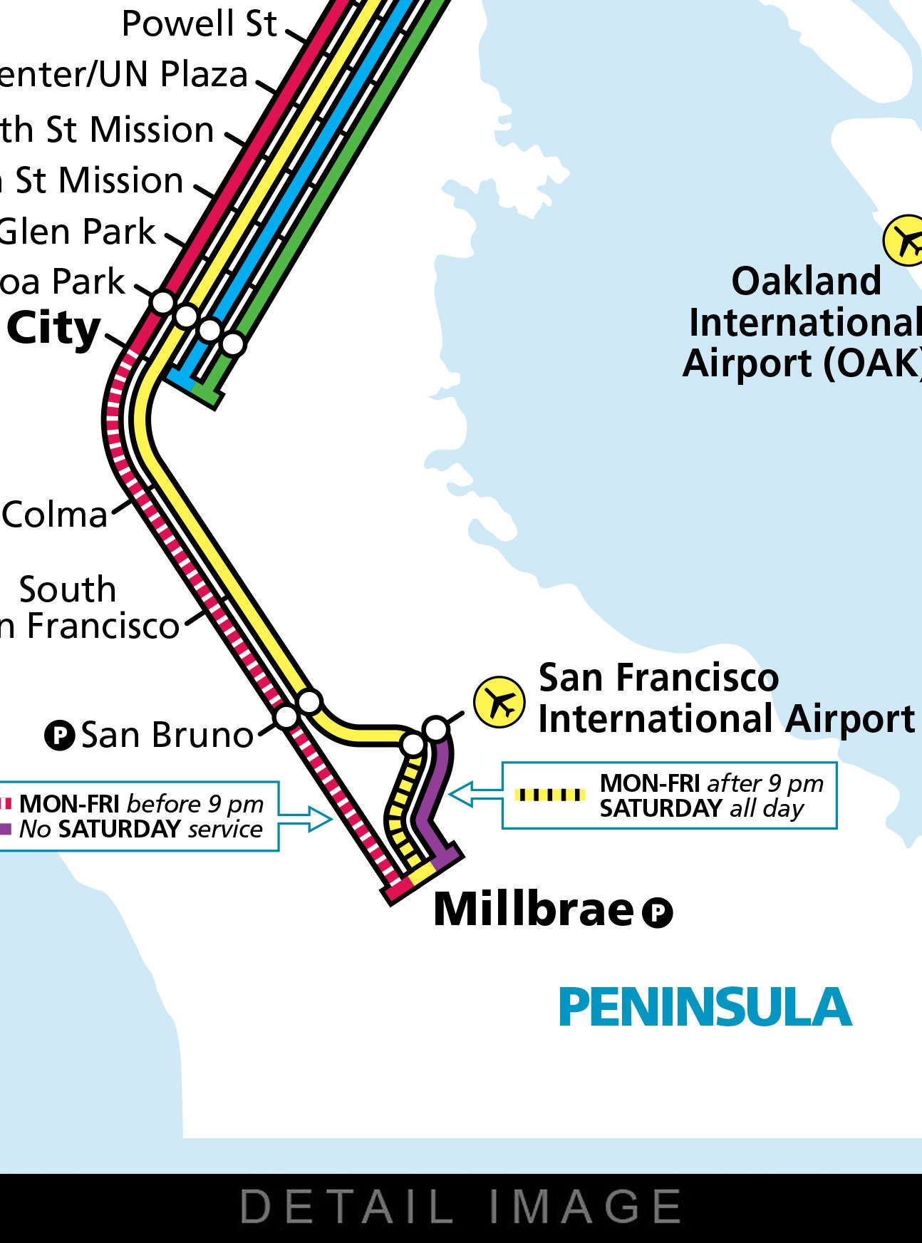 San Francisco Bay Area Rapid Transit BART Map 2019 12.375 - Etsy