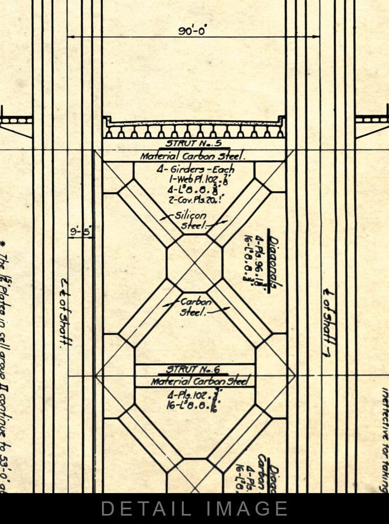 Golden Gate Bridge Blueprint - San Francisco Technical Drawing Print - Etsy