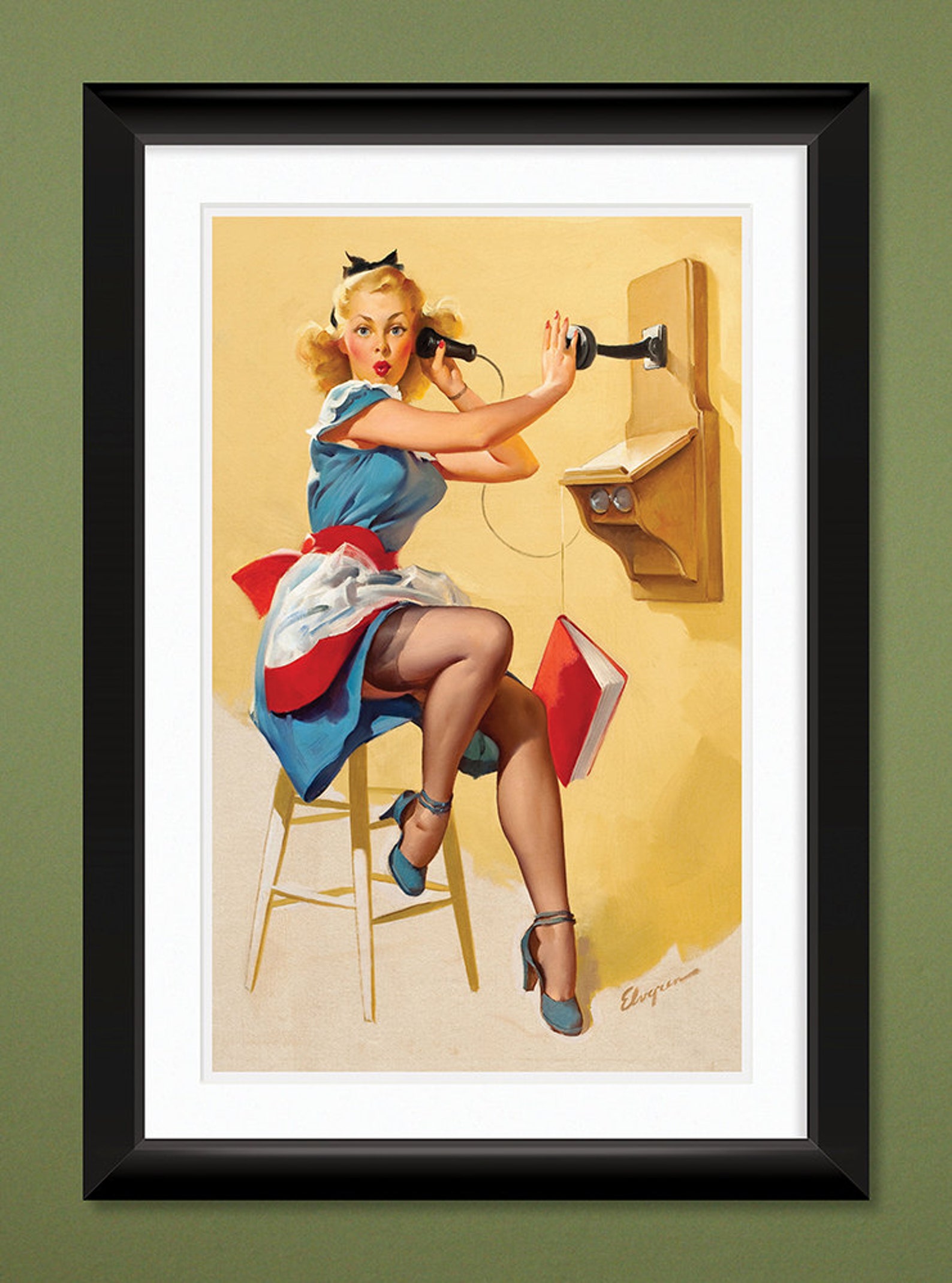 Gil Elvgren What A Line 1949 12x18 Heavyweight Art Print Etsy