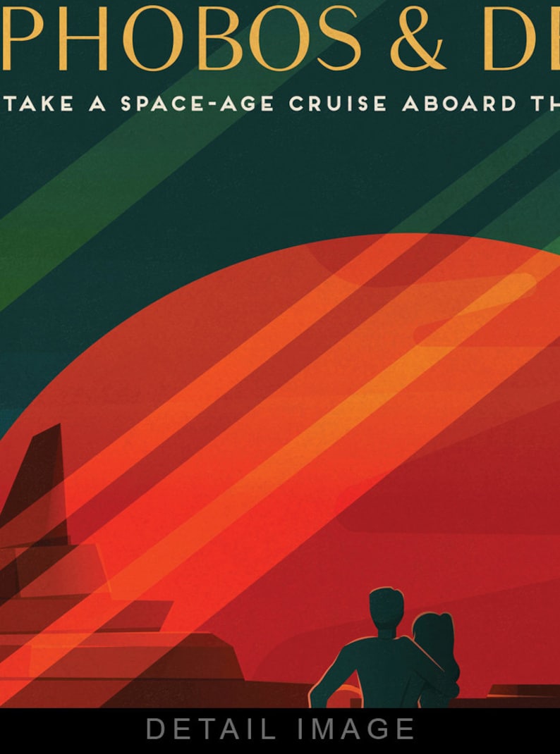 2015 Spacex Vintage Mars Travel Poster Phobos & Deimos - Etsy