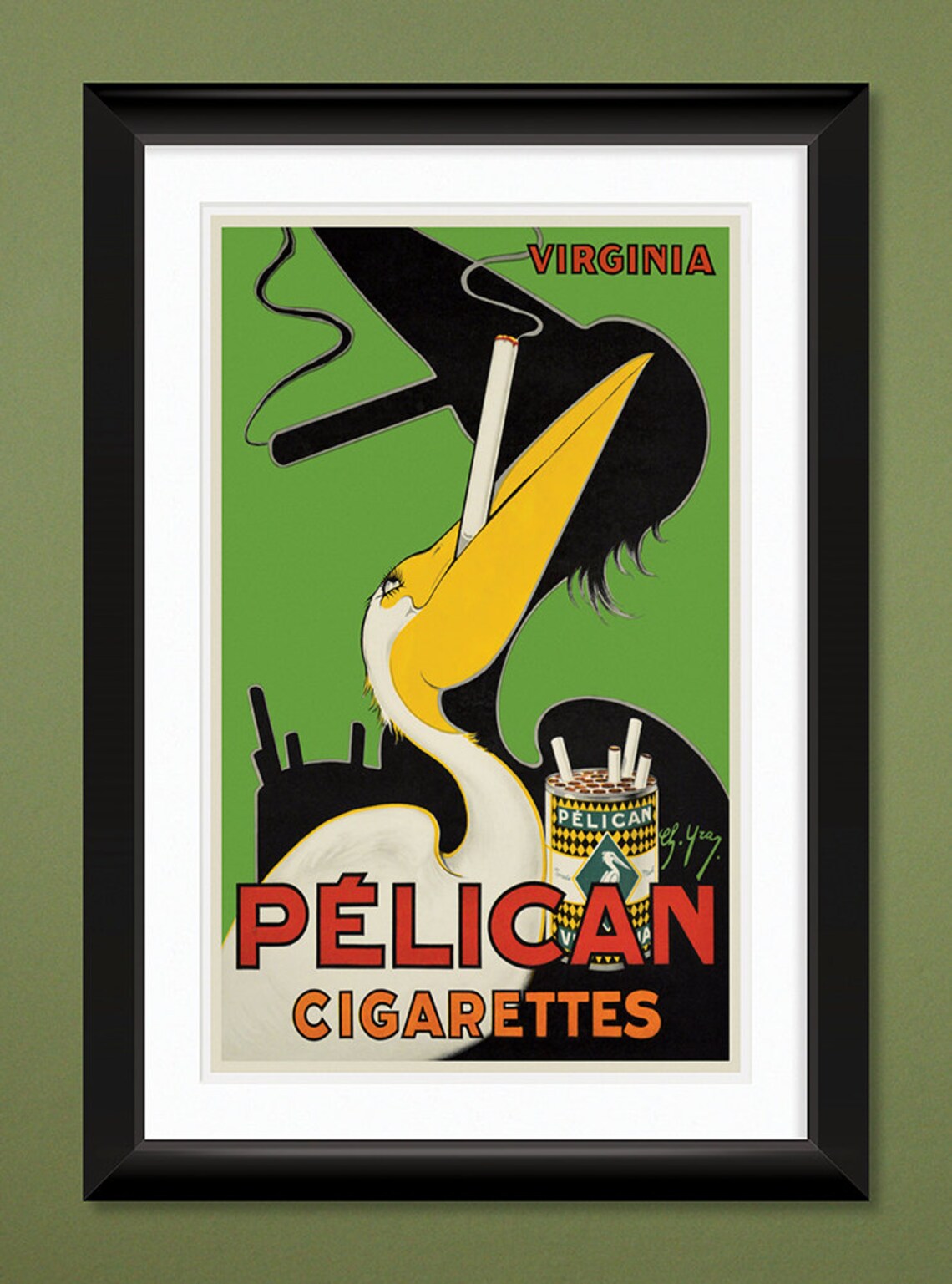 Vintage Advertising Pelican Cigarettes by Charles Yra | Etsy