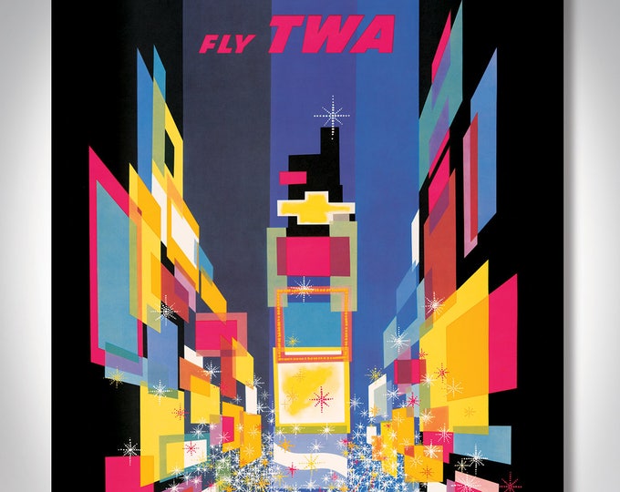 New York – Fly TWA by David Klein C1960s 20x30 & 24x36 Poster Paper ...