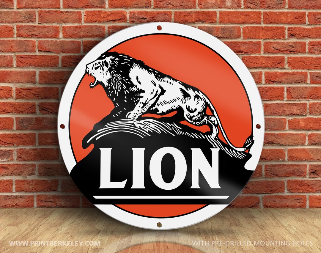 Lion – Petroliana Vintage Reproduction Gas Station Sign (23.5" Round ...