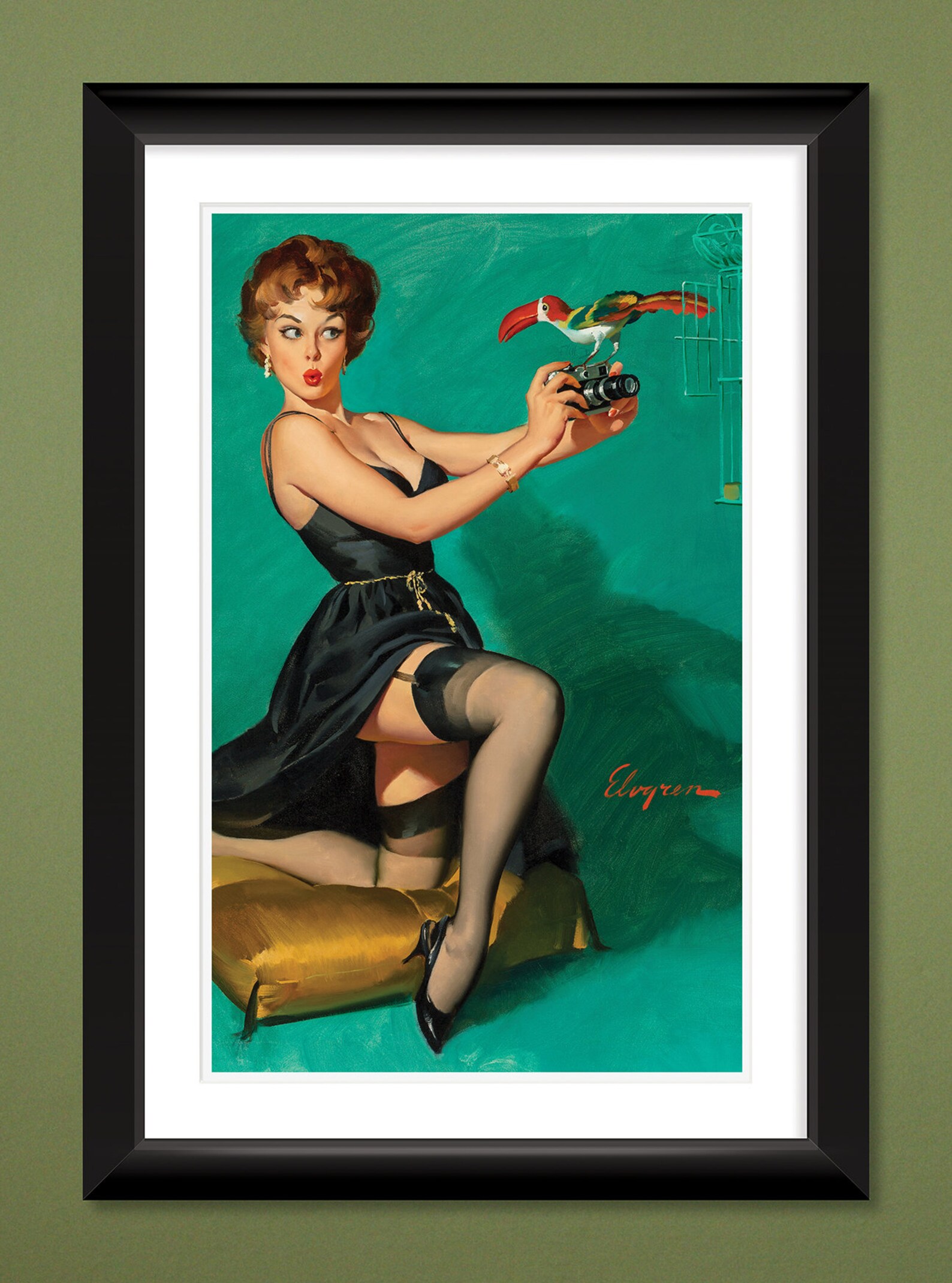 Gil Elvgren Ruffled Feathers 1967 12x18 Heavyweight Art Etsy