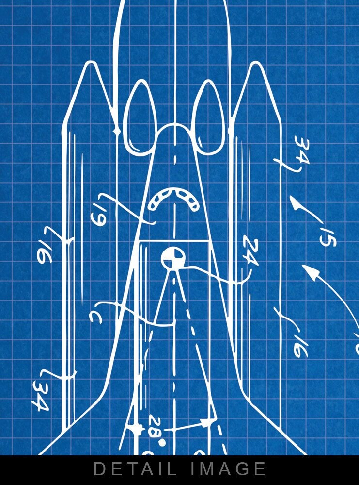 NASA Blueprints (space Shuttle/mercury Capsule/mars Rover) 3pc Poster ...