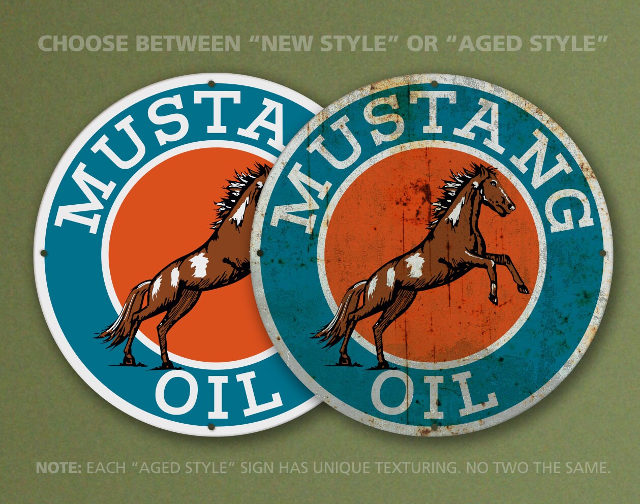 Mustang Oil Petroliana Vintage Reproduction Gas Station Sign | Etsy