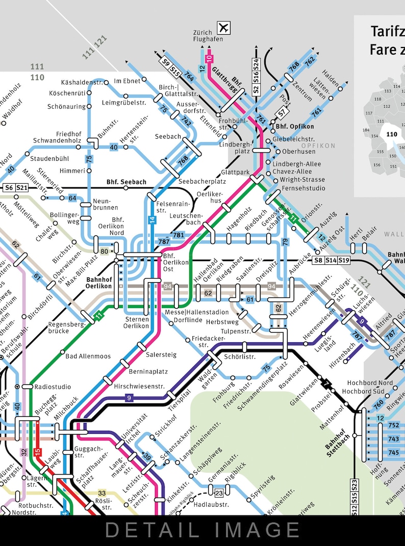 Zurich Tram & Bus Line subway/transit Map 12x16 Heavyweight - Etsy