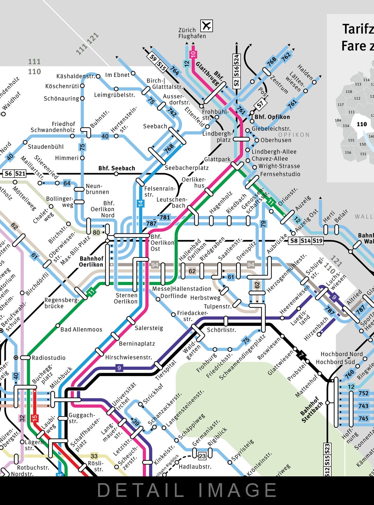 Zurich Tram & Bus Line [subway/transit] Map (12x16 Heavyweight Art ...