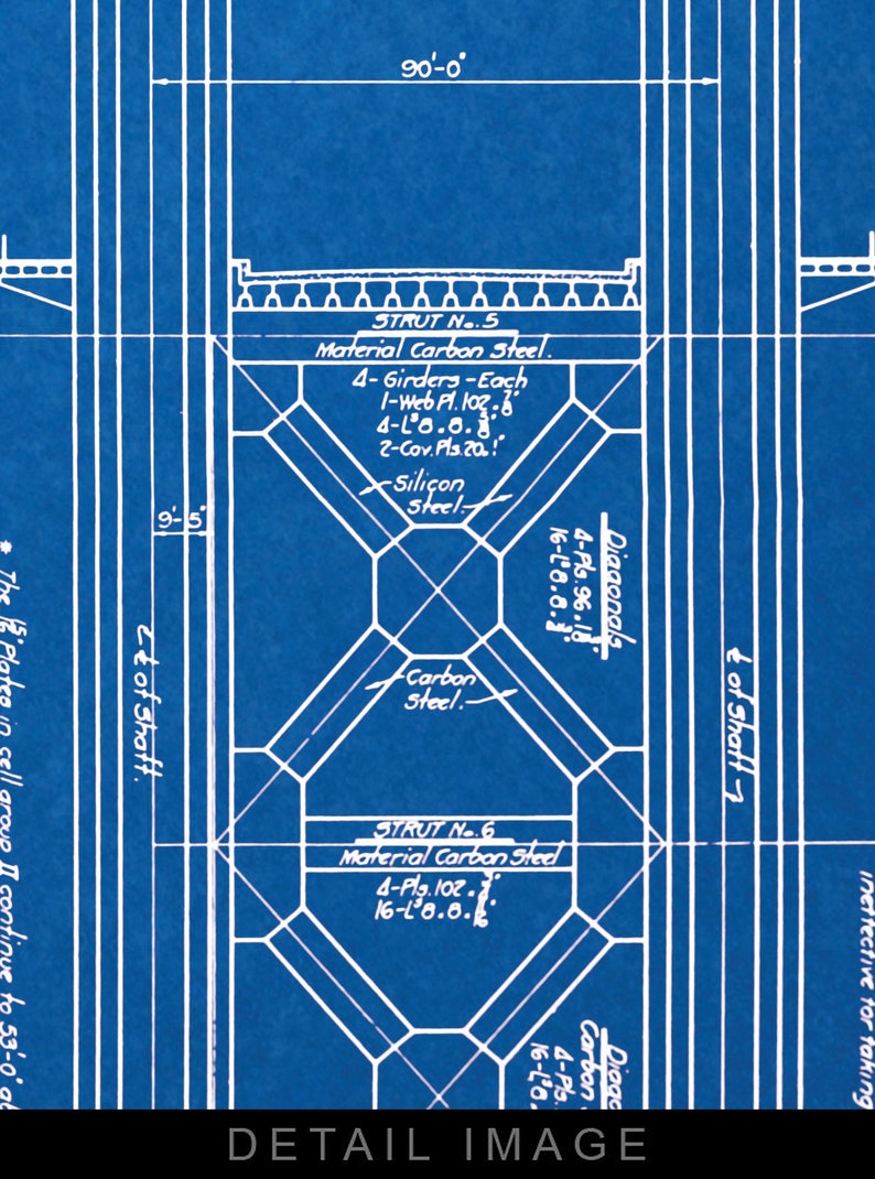 Golden Gate Bridge Blueprint - San Francisco Technical Drawing Print - Etsy