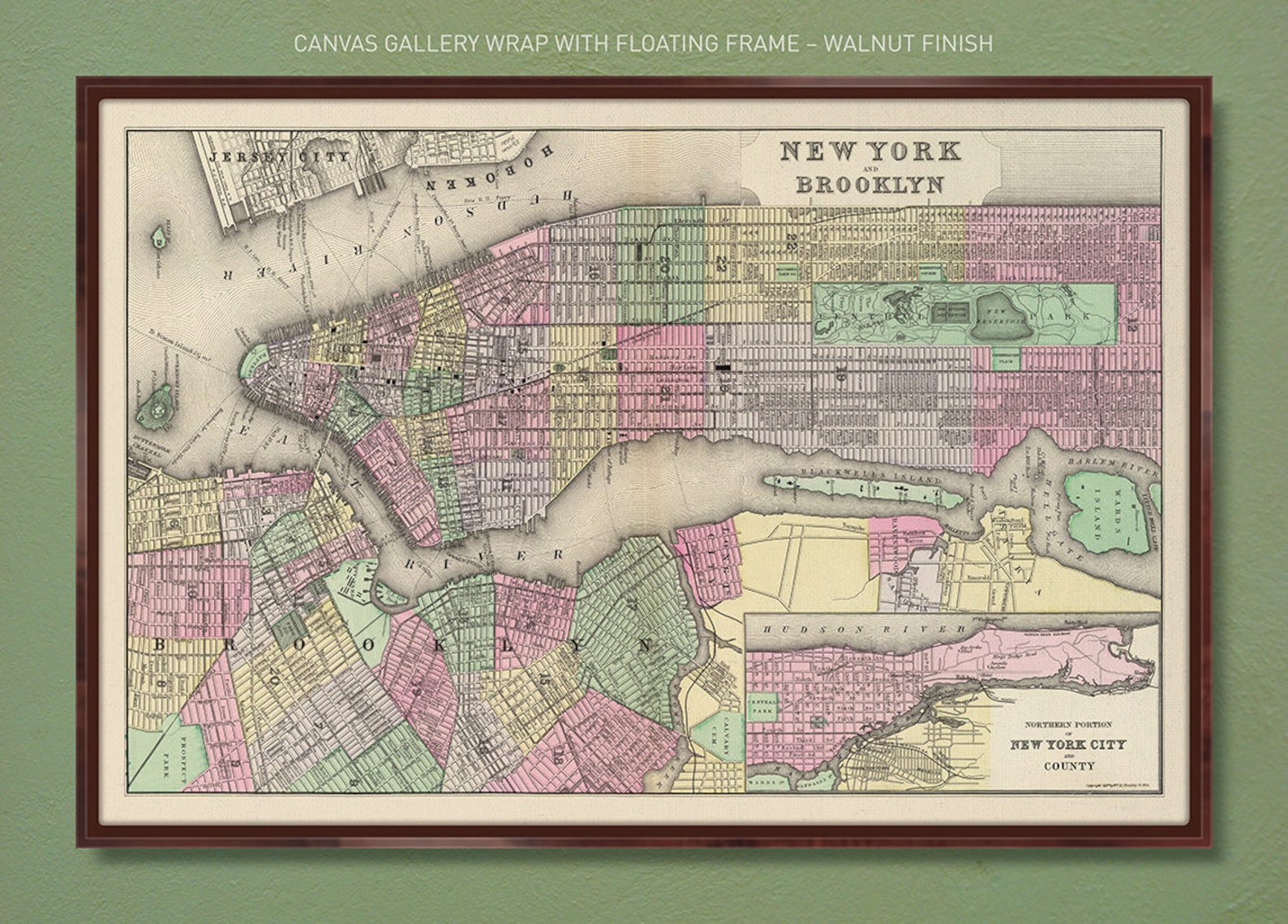 Mitchell’s Map of Manhattan & Brooklyn (1890) 30x20 36x24 Gallery ...