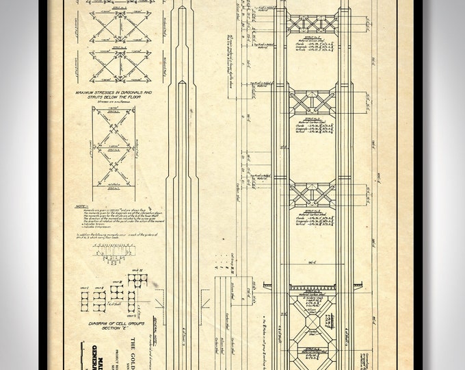 San Francisco Golden Gate Bridge Technical Drawings 1937 - Etsy